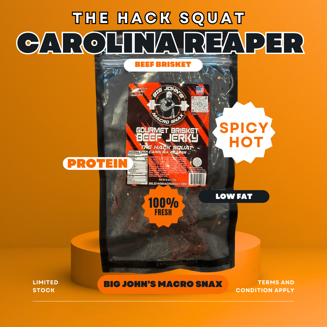 "Hack Squat" Carolina Reaper Brisket Beef Jerky - (6oz) High Protein S ...